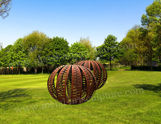 Amazing Ball Corten Steel Sculpture Rusty Surface As Outdoor Garden Decoration