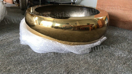 Metal Bowl Sculpture Stainless Steel Full Handmade With Bright Gold Finish