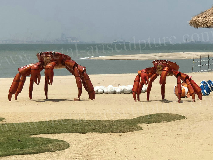 예술 동물성 게 금속 옥외 바닷가 훈장으로 조각품에 의하여 그려지는 색깔 표면
