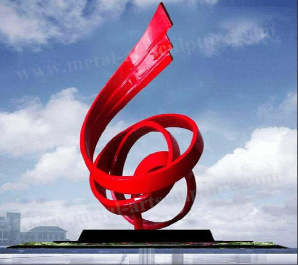 Modern Abstract Metal Outdoor Art Sculpture Painted Red Finishing For Public Decor