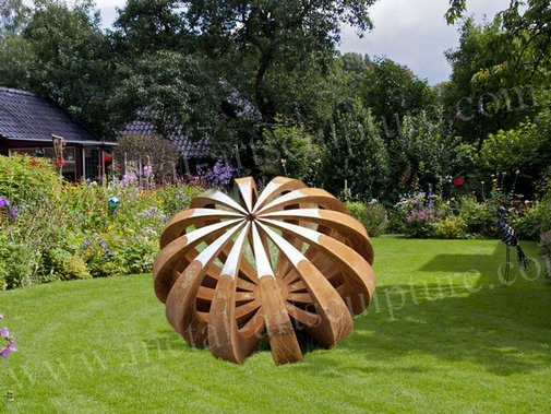 Corten Steel Product Abstract Metal Sculpture Pumpkin Design As Square Decoration