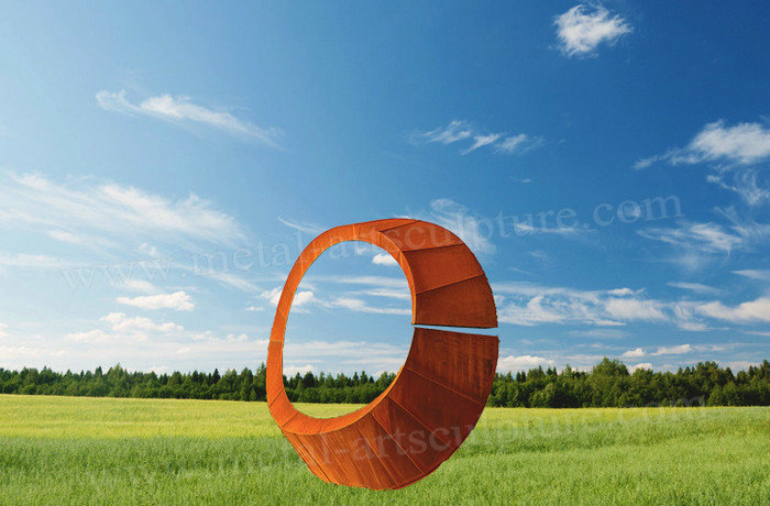 Creative Round Shape Design Corten Steel Sculpture As Exterior Decoration