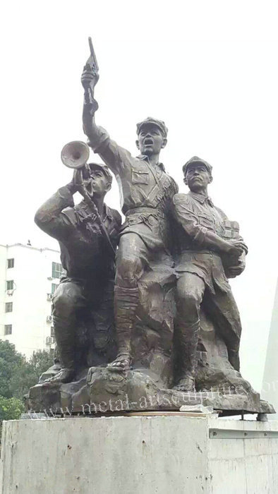 Big Brass Statue Soldier Sculptures Metal Yard Art Sculpture Residence Decoration