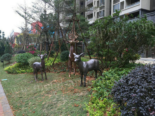 Wapiti Shape Cast Bronze Sculpture 2m Size Painted Outdoor Lawn Ornament