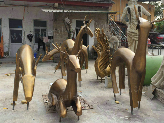 Yard Decoration Cast Bronze Sculpture Western Bronze Deer Statue 1.5m Size