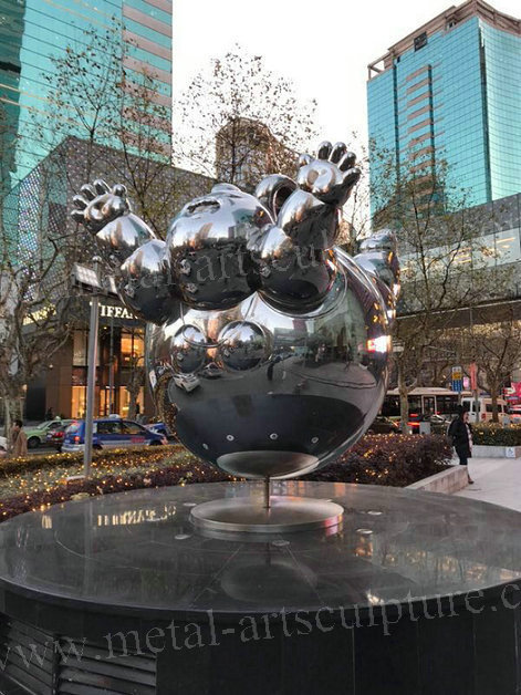 Outdoor Stainless Steel Sculpture / Abstract Metal Sculpture With Mirror Finish Surface