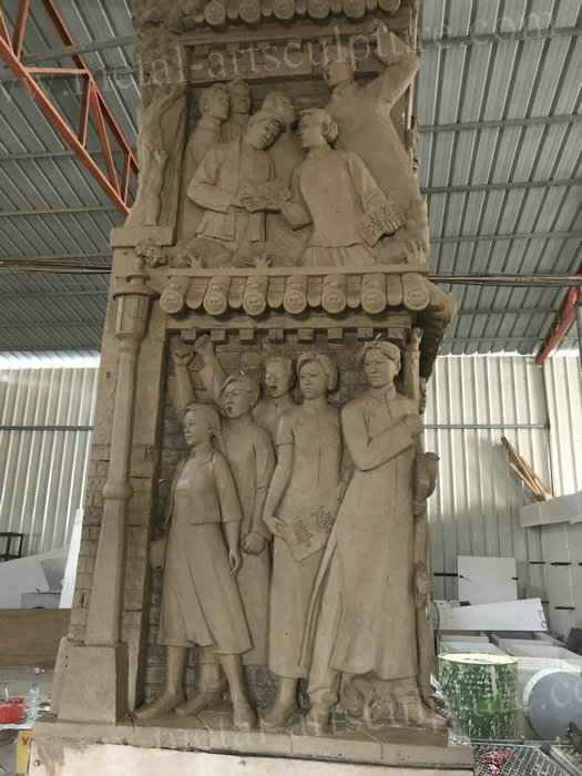 3m Size High Relief Sculpture Wall Decoration Fiberglass Young Figure Statue