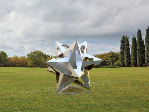 Pentastar Shape Modern Outdoor Sculpture With Matte Effect As Real Estate Decor