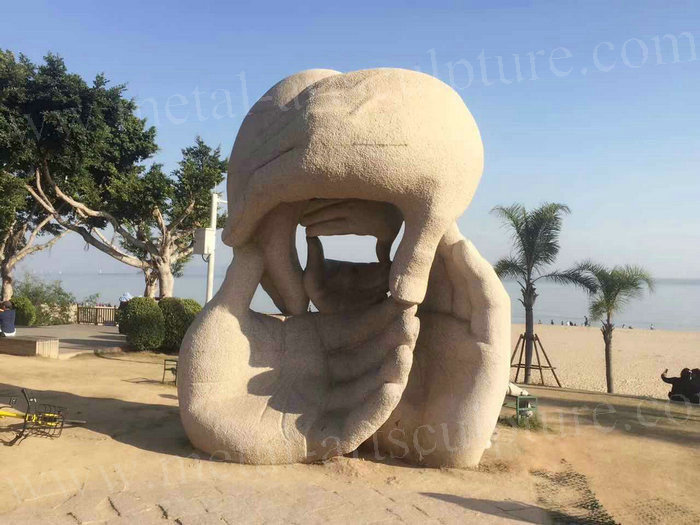 Photography Landscape Large Outdoor Statues Hand Fiberglass Sculpture For Seaside Decor