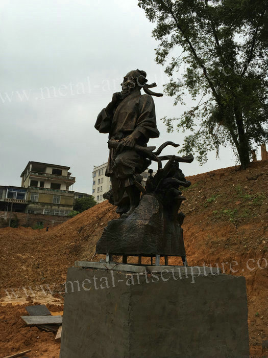 Bronze Art Garden Ornaments Statues Figurines China Style Painted Colors Surface