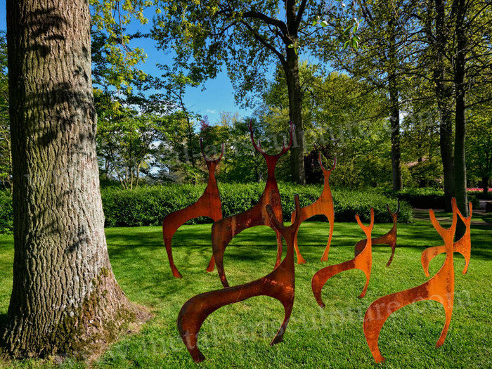 Abstract Art Deer Sculpture Rust Corten Steel Sculpture As Outdoor Decoration