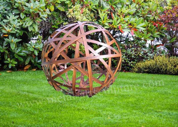 Wonderful Ball Corten Steel Sculpture Urban Landscape Rusty Outdoor Decoration