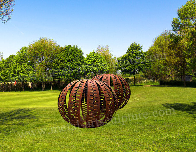 Amazing Ball Corten Steel Sculpture Rusty Surface As Outdoor Garden Decoration