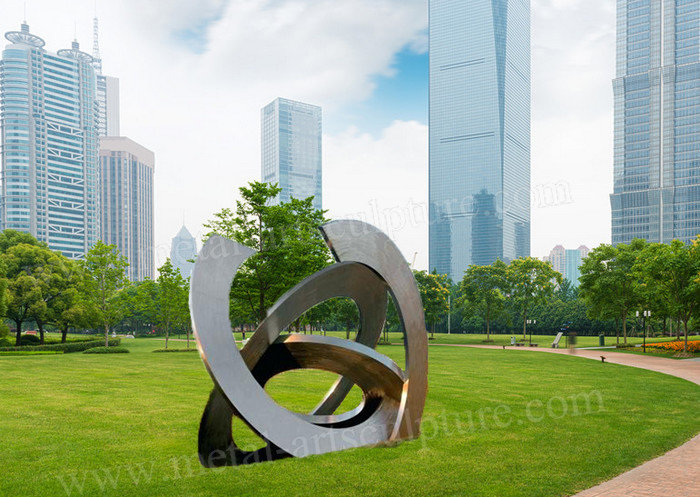 Round Modern Art Sculpture Stainless Steel As External Lawn Decoration