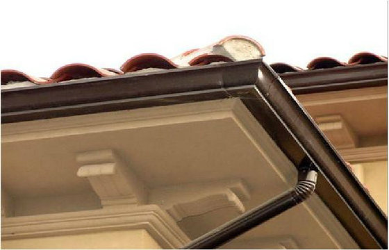 China Gutters / Brown 6 Inch Plastic Rain Gutters , Roofing Rain Guard Gutters distributor