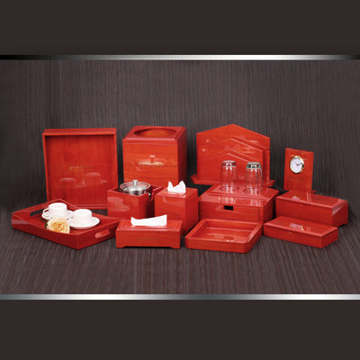 Free sample hotel red acacia wooden serving tray for room