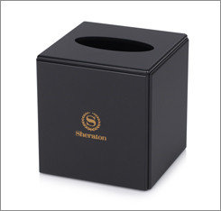 Factory supply hotel black rectangular  acrylic box acrylic hotel amenities tray