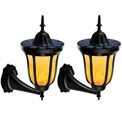 Solar LED Outdoor Wall Lights Flame Dancing Light With Flash Light Control