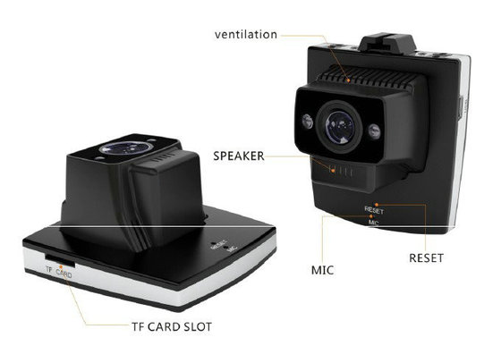 1080P Dual Camera Car DVR With Microphone / Speaker / Wide Dynamic High Definition Camera