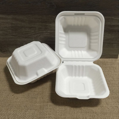 6" biodegradable disposable sugarcane bagasse burger food box