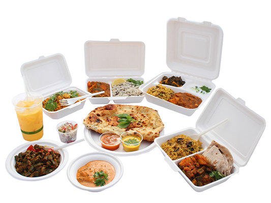 9" biodegradable sugarcane fiber clamshell disposable bagasse food box