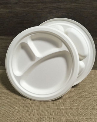 7inch without compartment round bagasse pulp plate biodegradable compostable sugarcane fiber plates