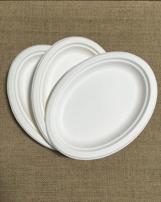 10"x 8" oval compostable plate sugarcane fiber bagasse pulp plate