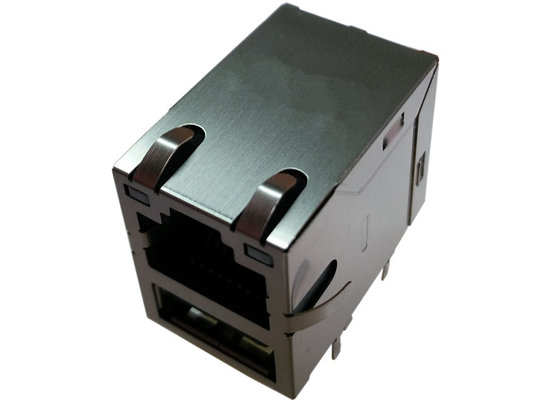 0821-1G1T-43-F RJ45 USB Connector Conn Magjack 2Port 1000 Base-T Shielded