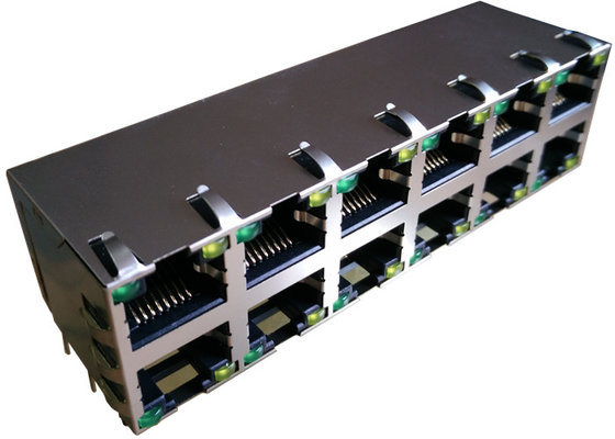 1-1840235-1 POE Stacked Jack 2x6 RJ45 10/100 POE Circuit W / Leds 1-1840235-2