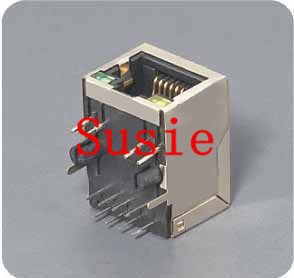 Free shipping 1020pcs a lot rj45 with transformer sheild connector with led 90 degree magnetic pcb jack