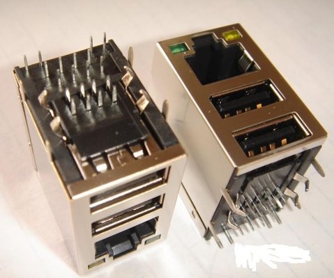  RJ45  + USB*2  RJ45 Jack  With 100/1000 Base-T Magnetic Module