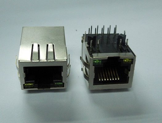1x1 Ganged RJ45 Connector with 10/100Mbps Magnetics JACK