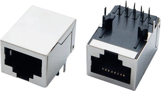 10/100M  RJ45 with Transformer,  shielded, side entry, integrated magnetics