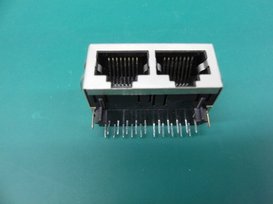 2 Port PCB IP Phone RJ45 Connectors With Metal Shell 10 / 100 / 1000Base-T KRJ-201QWDENL