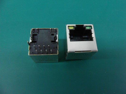 HY951180A USB HUB 8 Pin Modular Jack RJ45 Connector With LED 180 Degree Tab-Up