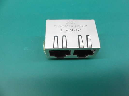 1 X 2 Port Lan 1000M 10 Pin RJ45 Connector With Internal Magnetics Tab-Down