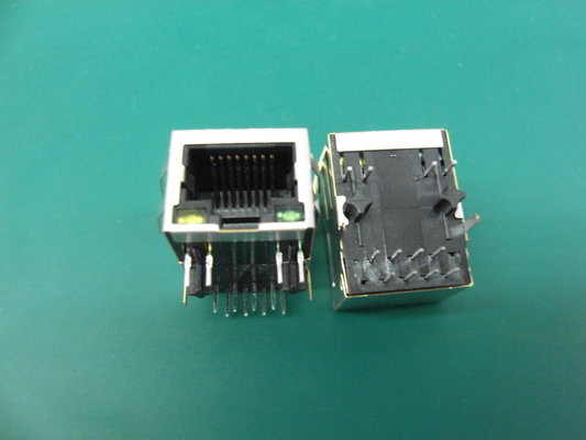 CAT5 100Base Side Entry PCB RJ45 Jack Vertical / Ethernet RJ-45 with LEDS KRJ-060NL