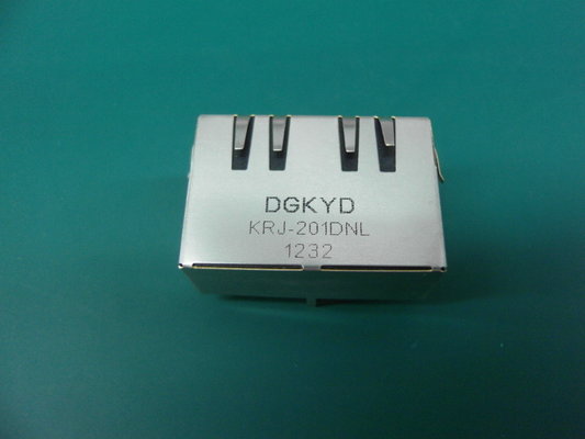 1 X 2 Port 90 Degree Connector Jack RJ45 Integrated Magnetics Shielded
