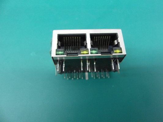Two Port Lan Modular RJ45 Jack , Right Angle UTP Joiner With Transformer