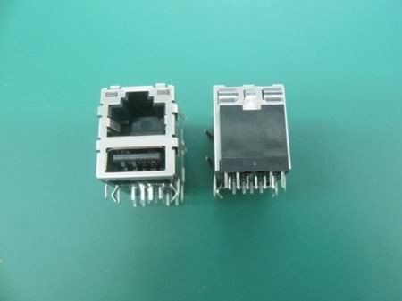 Multi Pin PBT RJ45 USB Connector For 10 / 100base Filter Anti-Interference