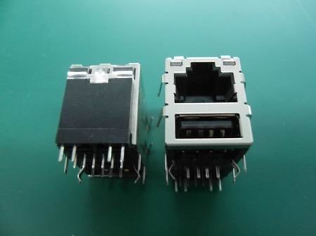 Multi Pin PBT RJ45 USB Connector For 10 / 100base Filter Anti-Interference