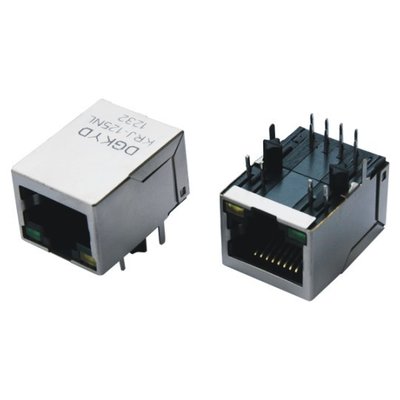 PCB Network RJ45 Modular Jack HR911103A Filter Connectors , LED Tab Down