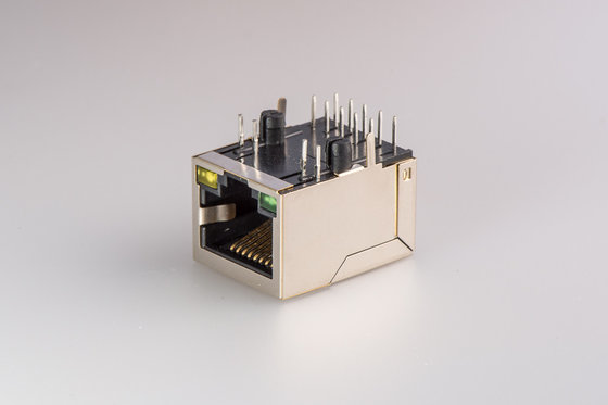 Gree Rj45 With Transformer , Right Angle Rj45 Giga Single Port  Tab-Up Intergrated Magnetics Ethernet