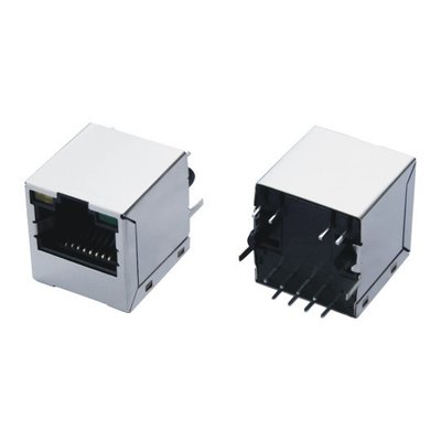 HY951180A LED Modular Jack RJ45 with Transformer , RJ45 Connector with Magnetics 180 Degree