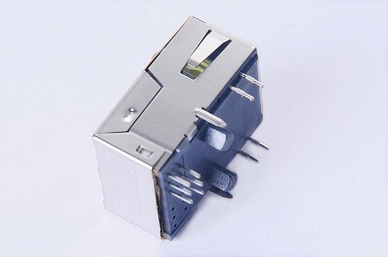 1X1 TAB-UP 10 / 100 / 1000M LOW PROFILE RJ45 CONNECTOR WITH DIMENSION 16.85X24.13X11.30MM , WITH LEDS