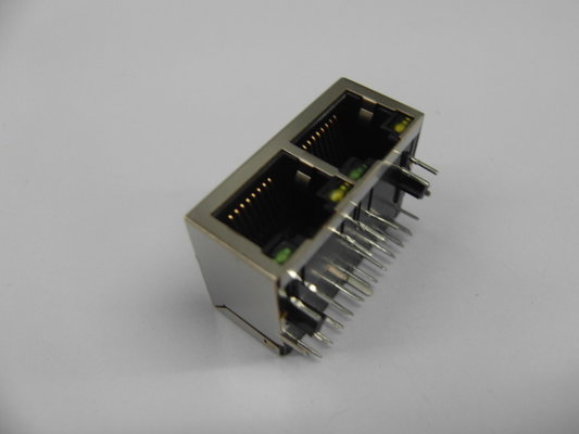 1000BASE Rj45 Lan Jack, 1x2 Tab Down RJ45 filter with internal magnetics for Fiber Optic Transceivers applications