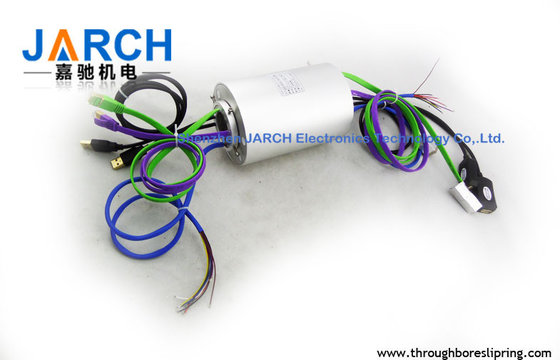 IP54 Power / signal through bore slip ring RJ45 / USB Connector