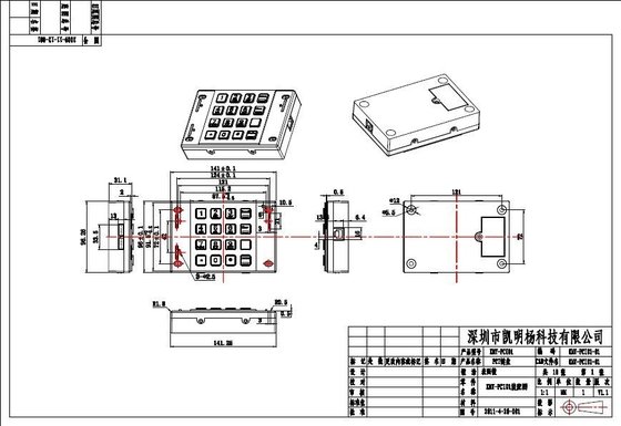 Bombproof USB Automated Teller ATM Machine EPP Metal Numeric Keypad , 4 x 4 Keys