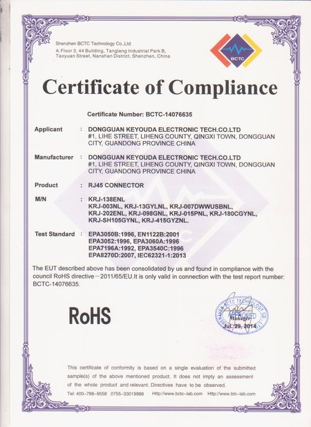 Китай Keyouda Electronic Technology Co.,ltd Сертификаты