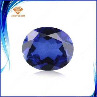 Wuzhou Factory wholesale Oval shape #35 synthetic blue sapphire gemstone price